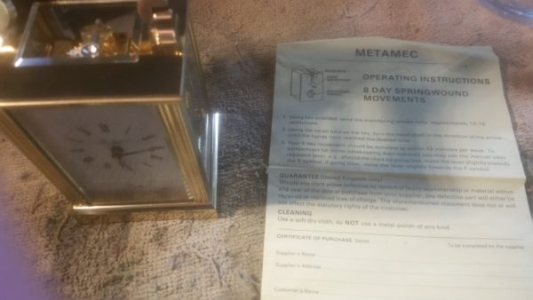 Metamec Mechanical Carriage Clock Repair – Braintree Clock Repairs